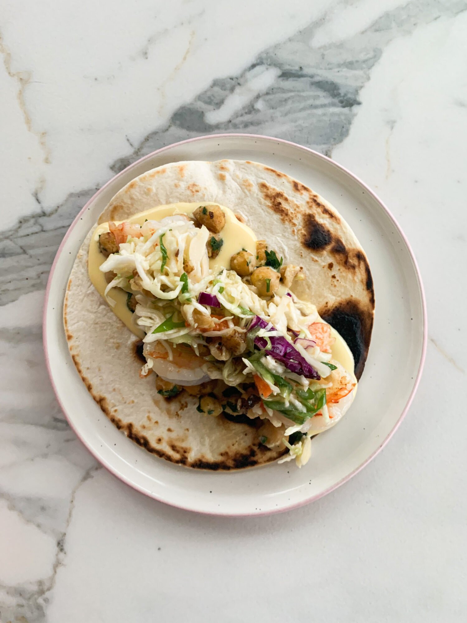 Grilled Shrimp Tacos with Peach Ginger Slaw - Francesca Zani